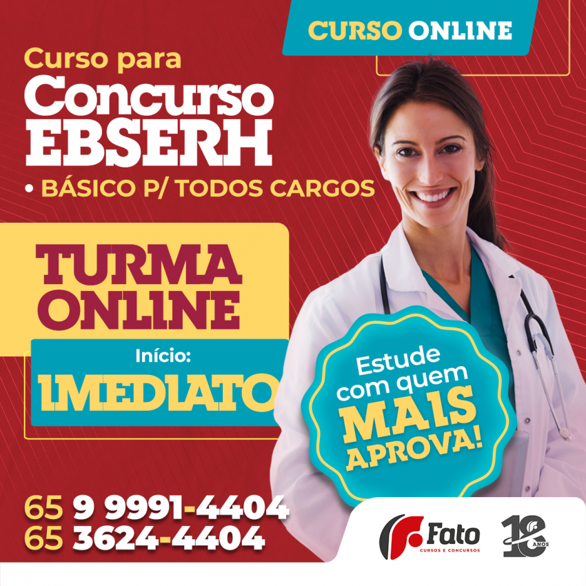 EBSERH - BÁSICO P/ TODOS OS CARGOS ONLINE - Fato Cursos e Concursos